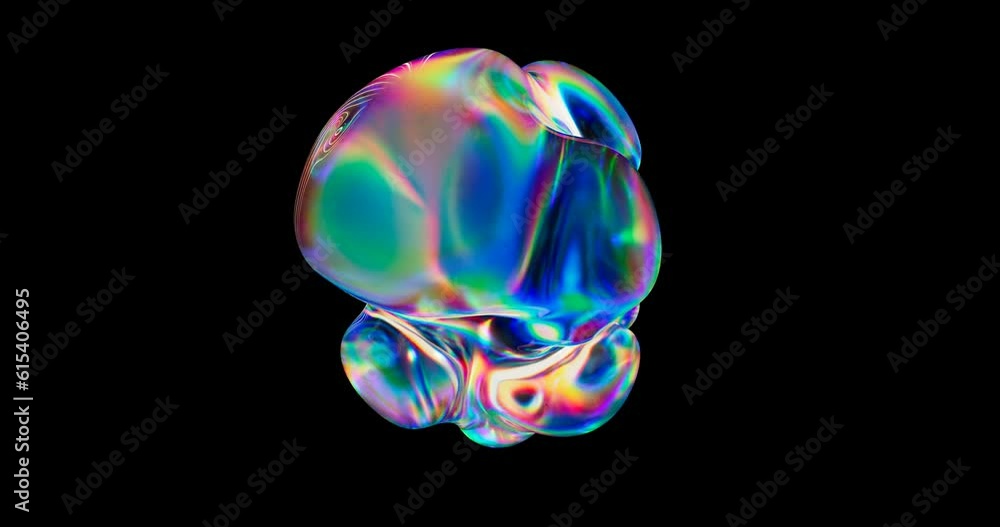 3D background. Abstract dispersion glass. Futuristic blob pulsating ...