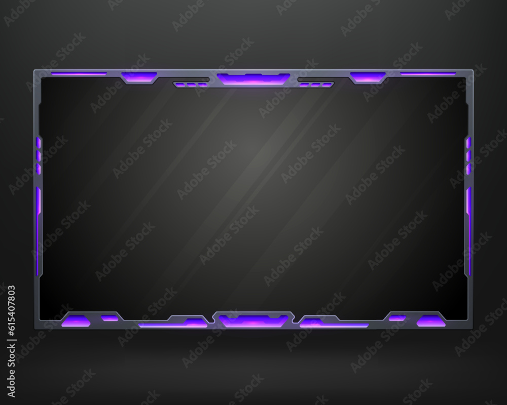 Abstract metal and purple glow effect live stream webcam overlay screen ...