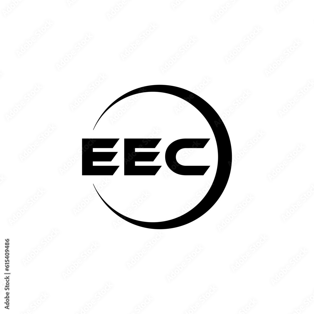 EEC letter logo design with white background in illustrator, cube logo ...