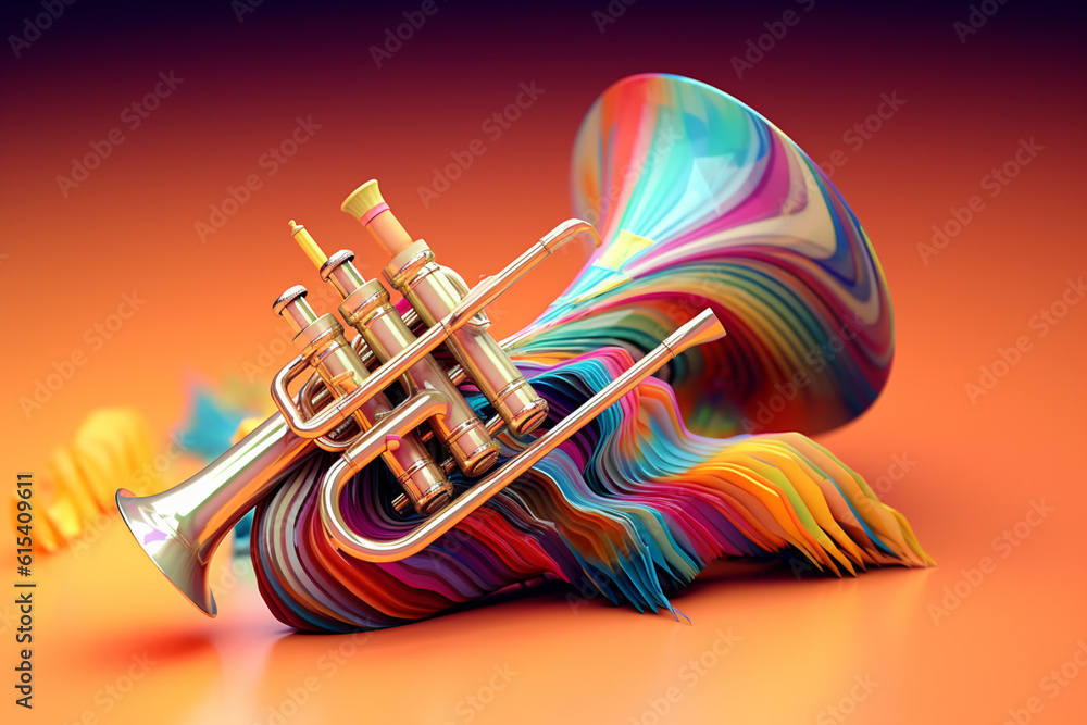 An abstract geometric style rendering of a Trumpet, with its curved ...