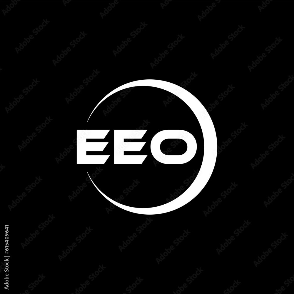 EEO letter logo design with black background in illustrator, cube logo ...