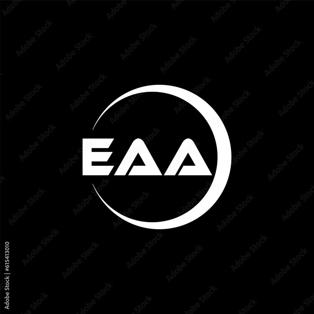 EAA letter logo design with black background in illustrator, cube logo ...