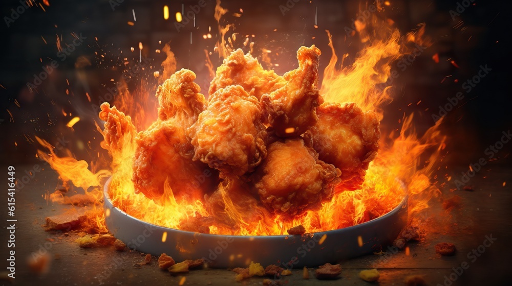 Cinematic Explosion of some Chicken Wings, Eyecatching and suggested ...
