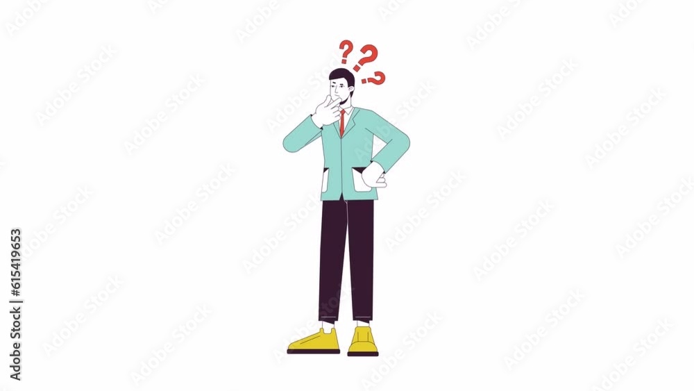 Brainstorming employee animation. Animated cartoon thinking man ...