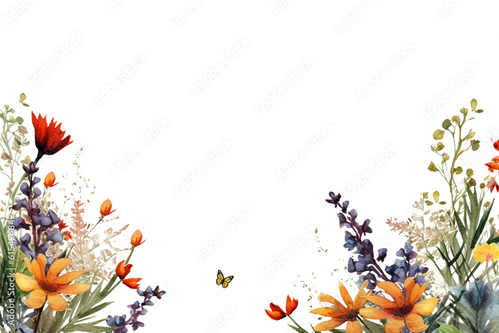 dainty wildflowers as a frame border Stock Photo | Adobe Stock