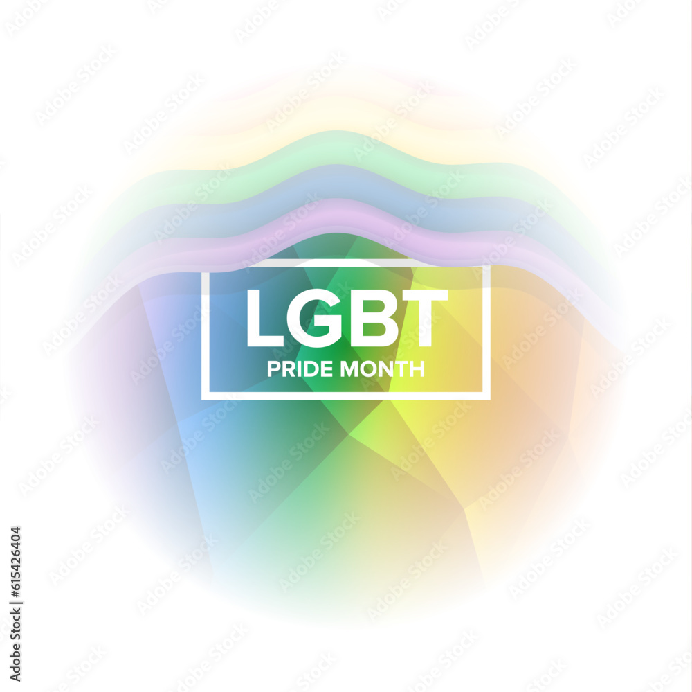 Happy pride month square banner with pride color wave ribbon flag ...