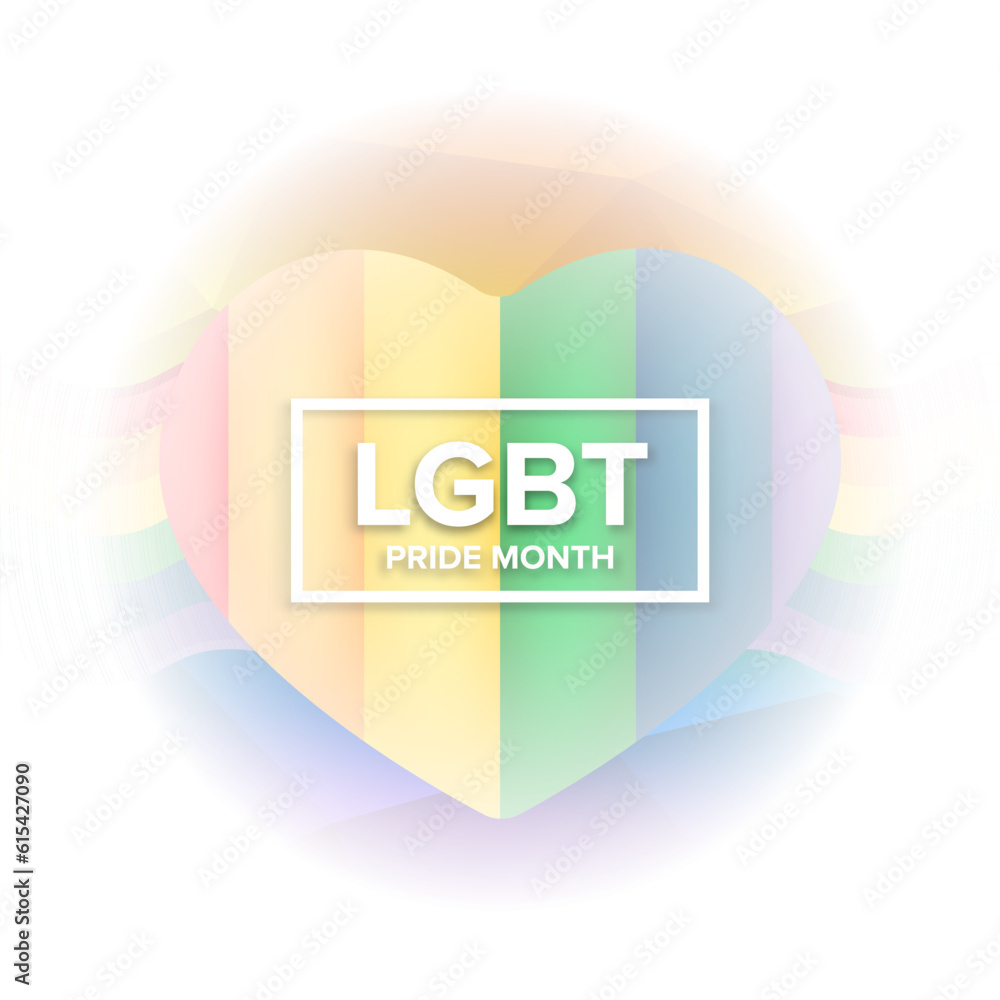 Happy pride month square banner with pride color wave ribbon flag ...
