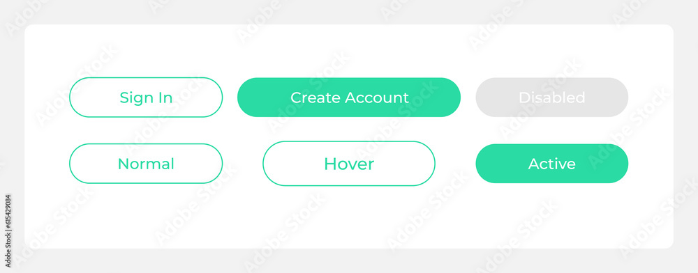 Creating account UI elements kit. Registration isolated vector components. Flat navigation menus ...