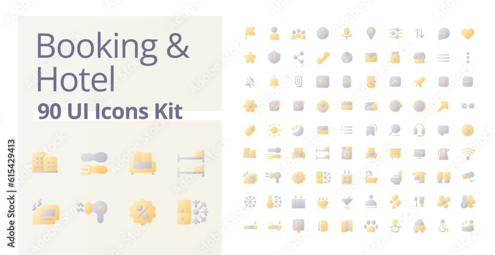 Booking and hotel pixel perfect flat gradient two-color ui icons kit ...