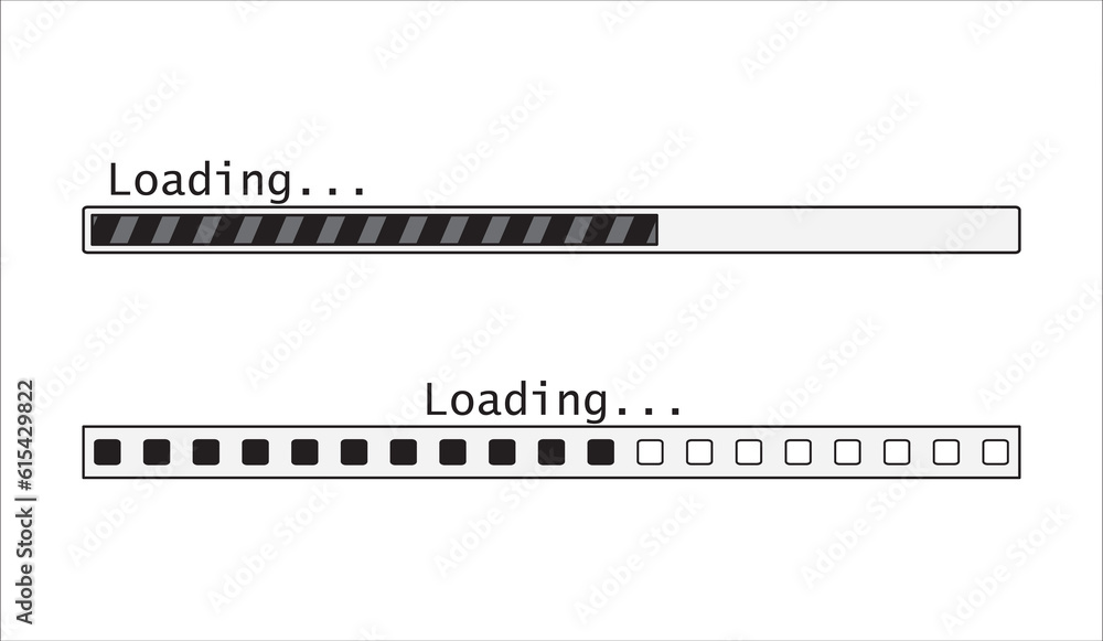 Classic loading bar with a progress indicator on a white background ...