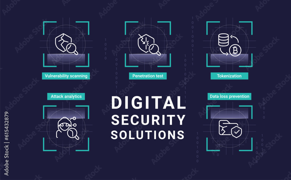 Digital security solutions infographic chart design template ...