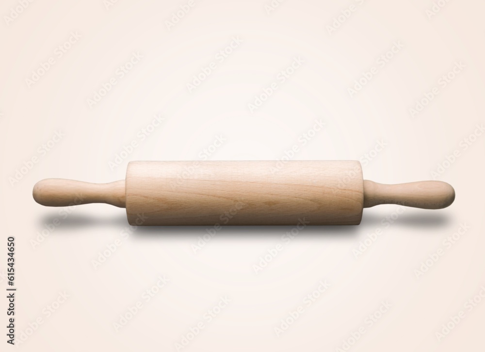 New wooden cooking rolling pin on desk Stock Photo | Adobe Stock