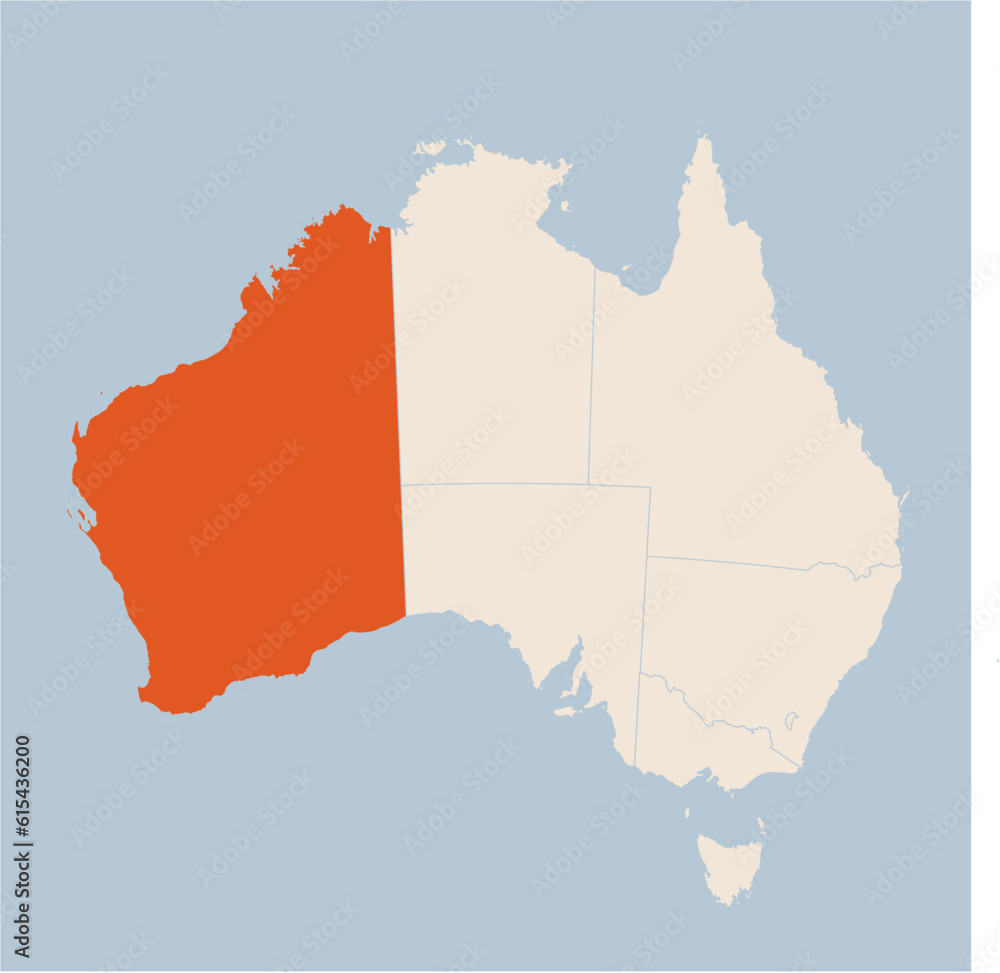 Vector map of the state of Western Australia highlighted highlighted in ...