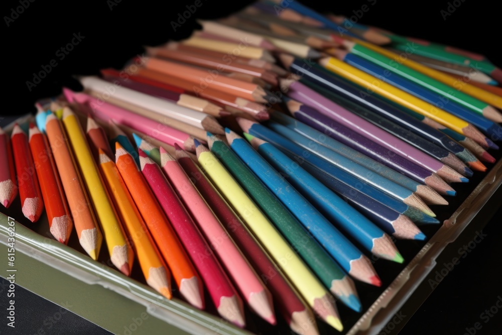 box of colored pencils, ready to be used for art projects, created with ...