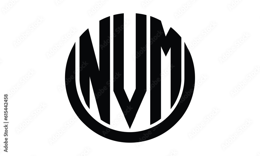 NVM shield with round shape logo design vector template | monogram logo ...