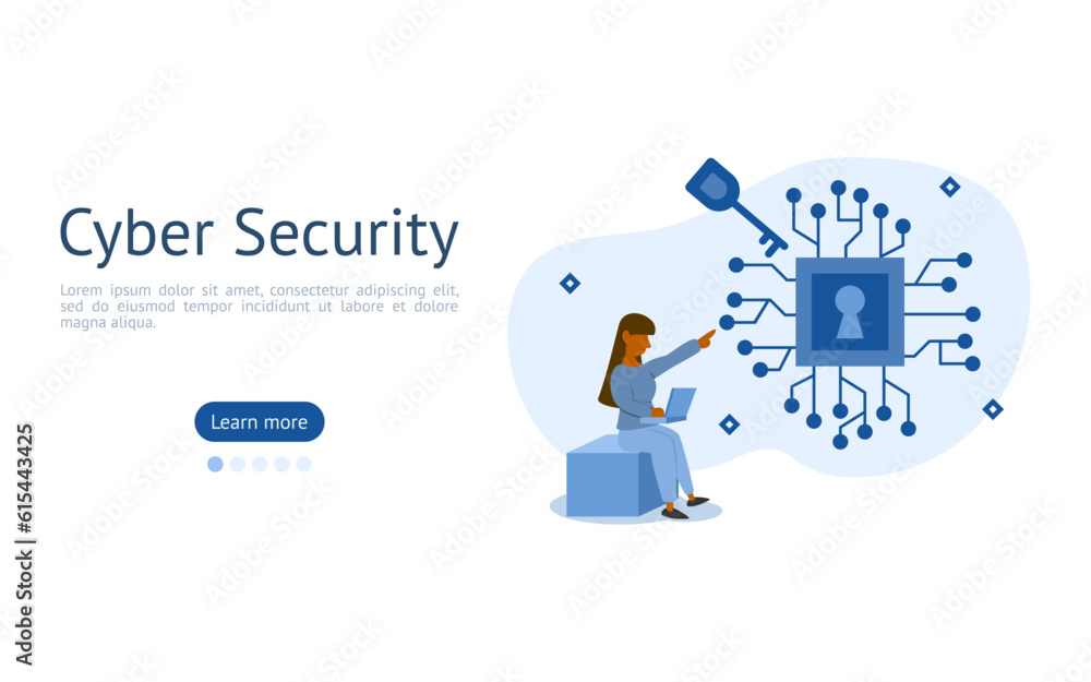 cyber security illustration set. characters using cyber security keys ...