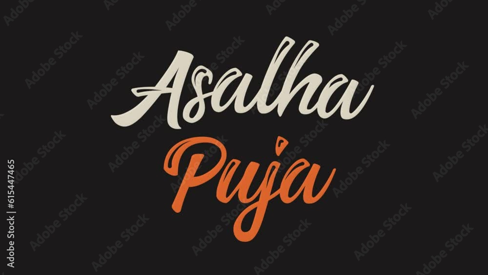 Asalha Puja Handwritten Animated Text on Green Screen. Lettering with ...