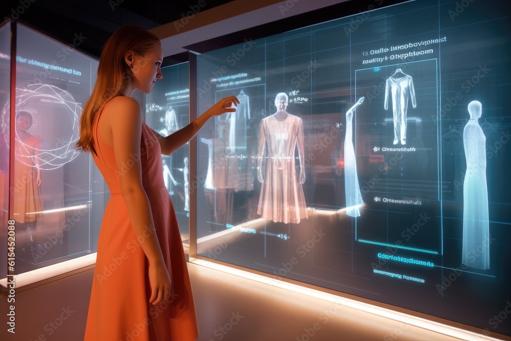 Stunning and atmospheric 3D virtual dressing room. Generative AI Stock ...