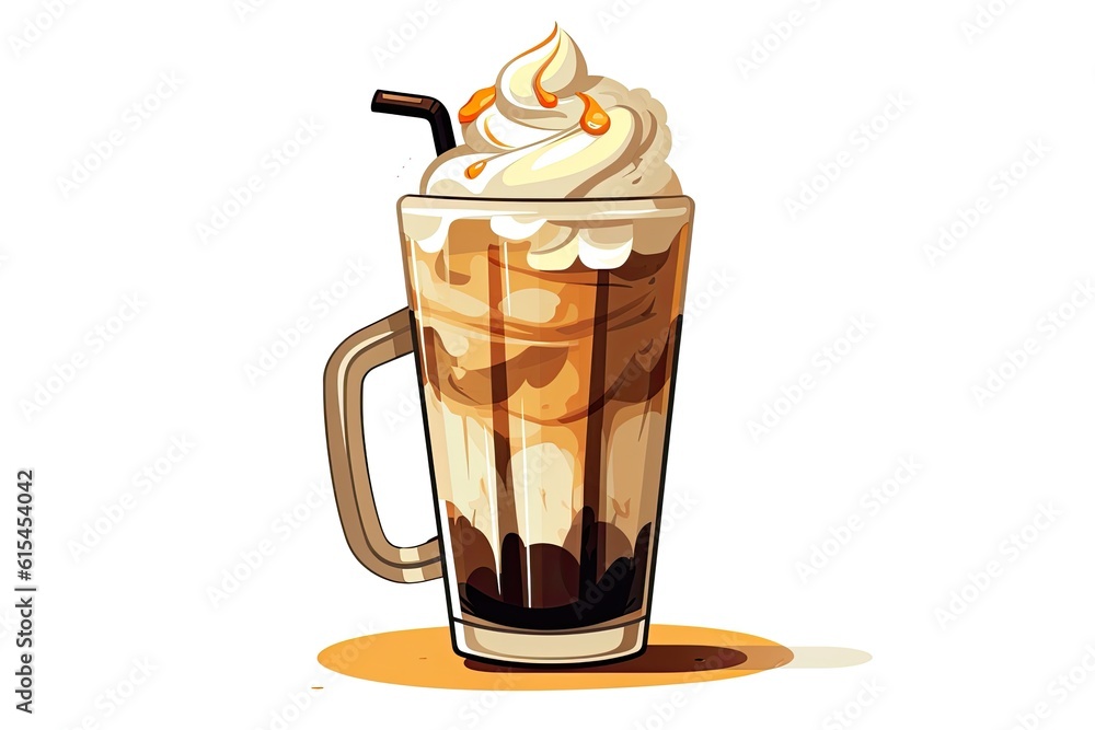 A bold and vibrant clipart-style illustration of a Root Beer Float ...