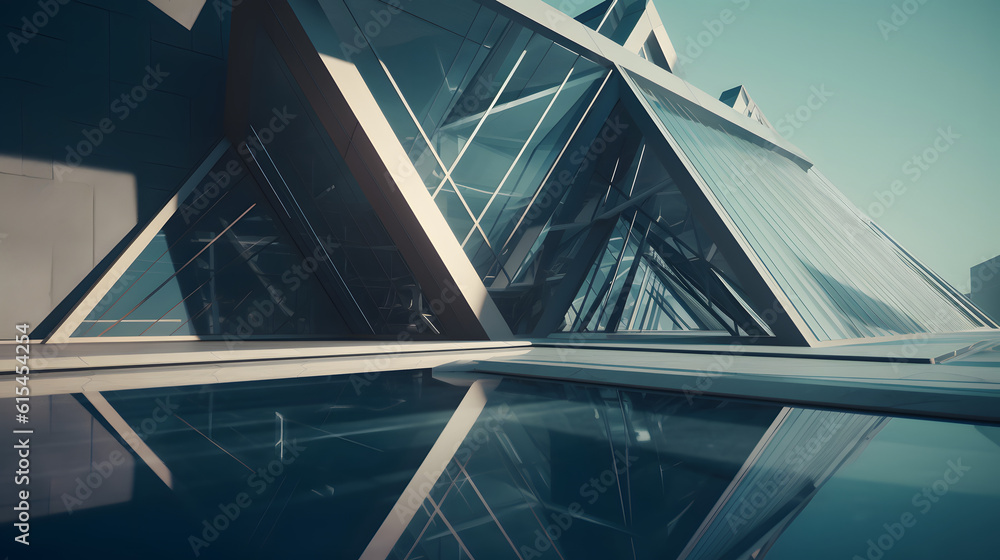 Modern abstract architecture inspired by the triangle shape. A building ...