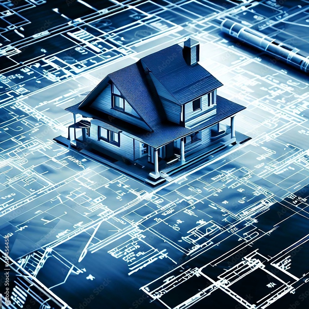 3D Building Residential Wooden House Home Model Structure Sitting on an ...