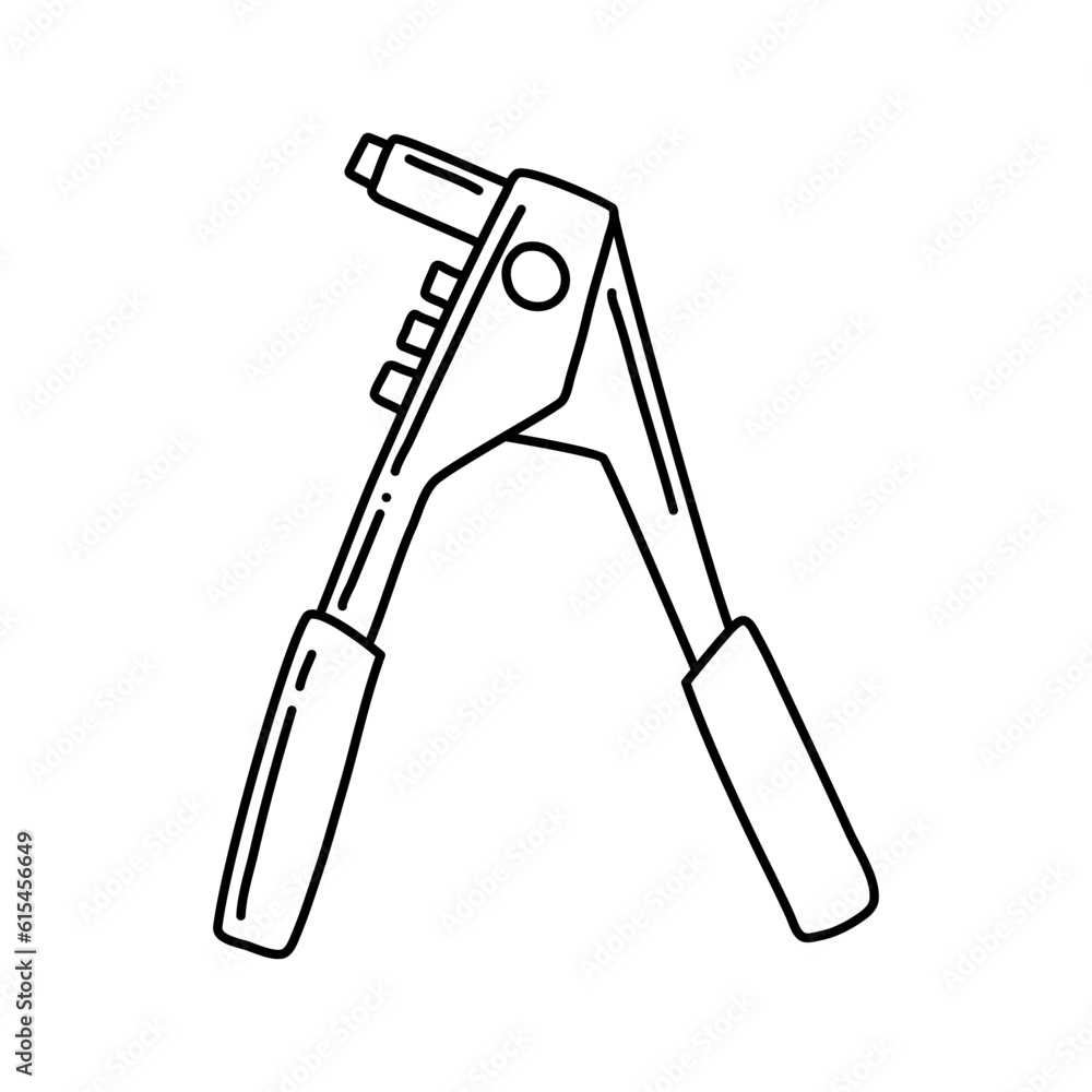 Line Art Vector Illustration Handtool Rivet Gun Coloring Page Icon Logo ...