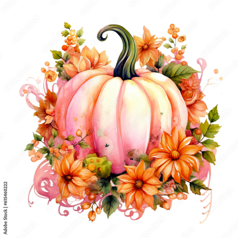 Fall Autumn Watercolor Clip art, Watercolor Sublimation Design, Pumpkin ...