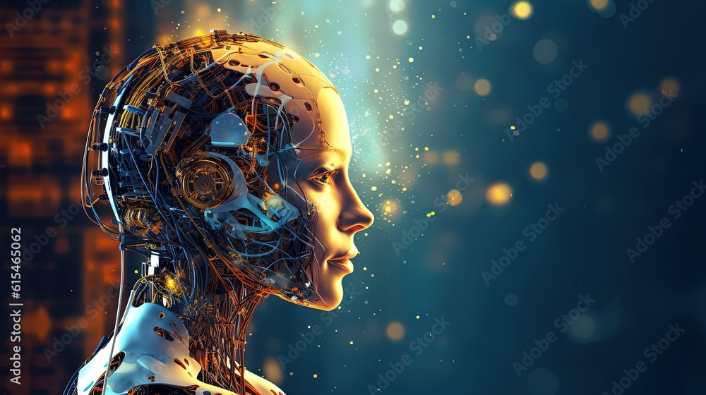 illustration of a futuristic robot with cybermatic system design ...