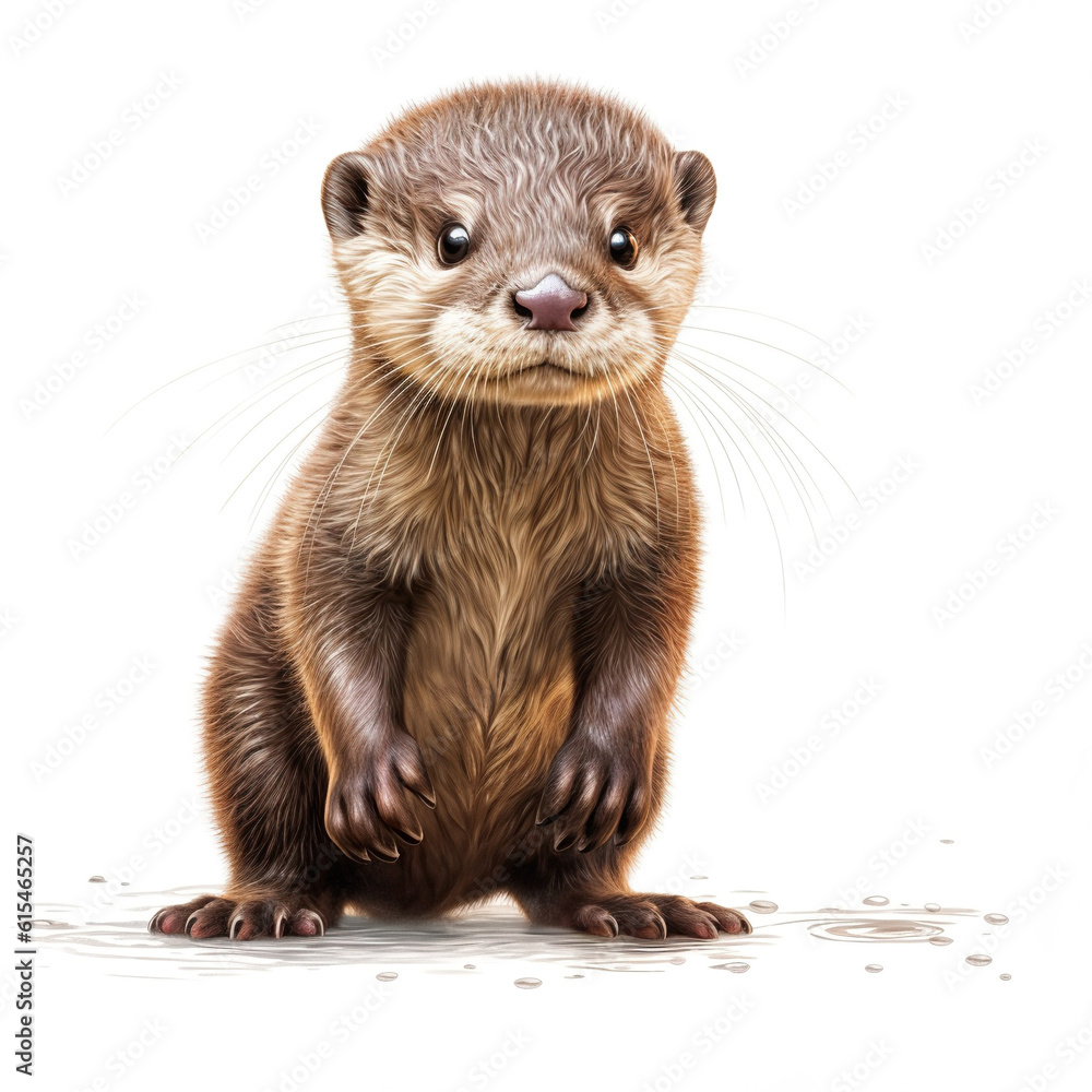 Cute little baby otter realistic photo character generative AI ...