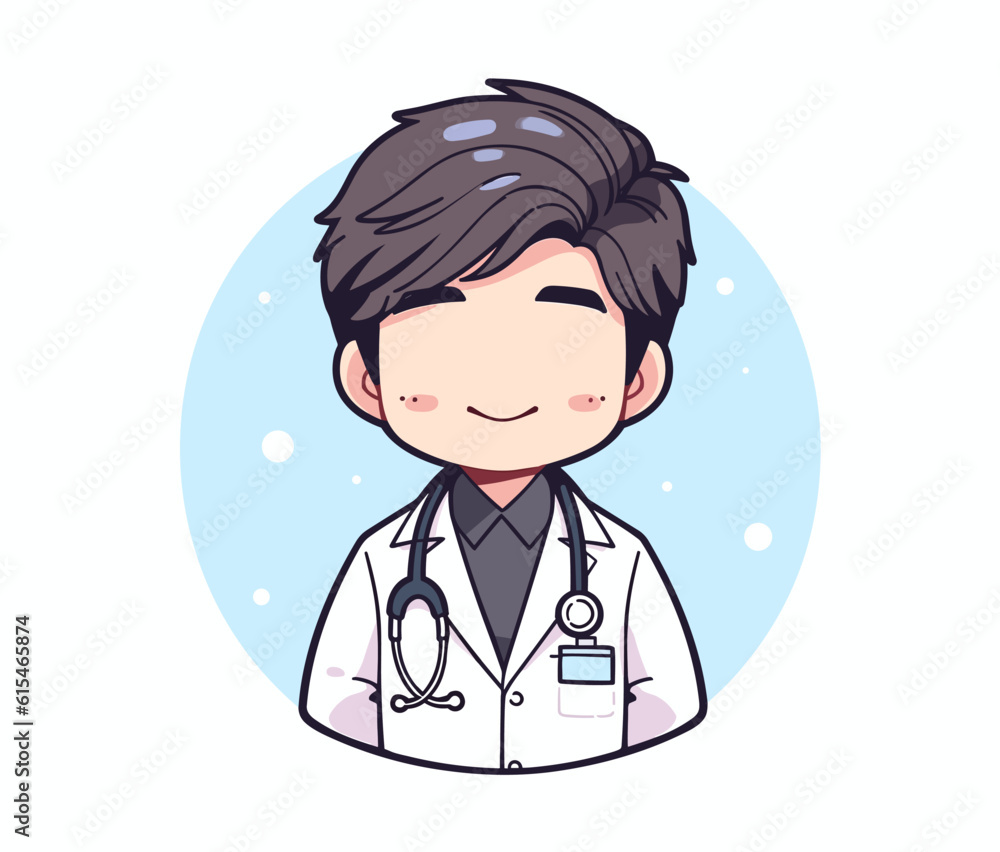 Featuring a simple background and a cute guy doctor character Stock ...