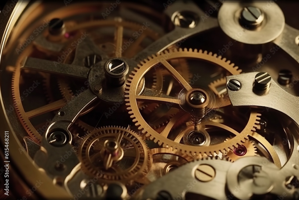 Precise Timekeeping: Intricate Gears and Cogs in a Clockwork Watch ...