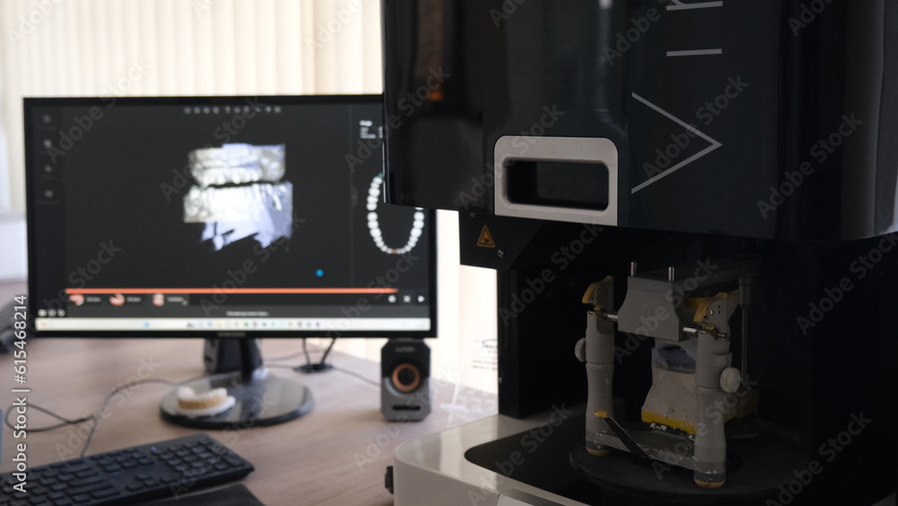 tooth making with pc and 3d printer Stock Photo | Adobe Stock