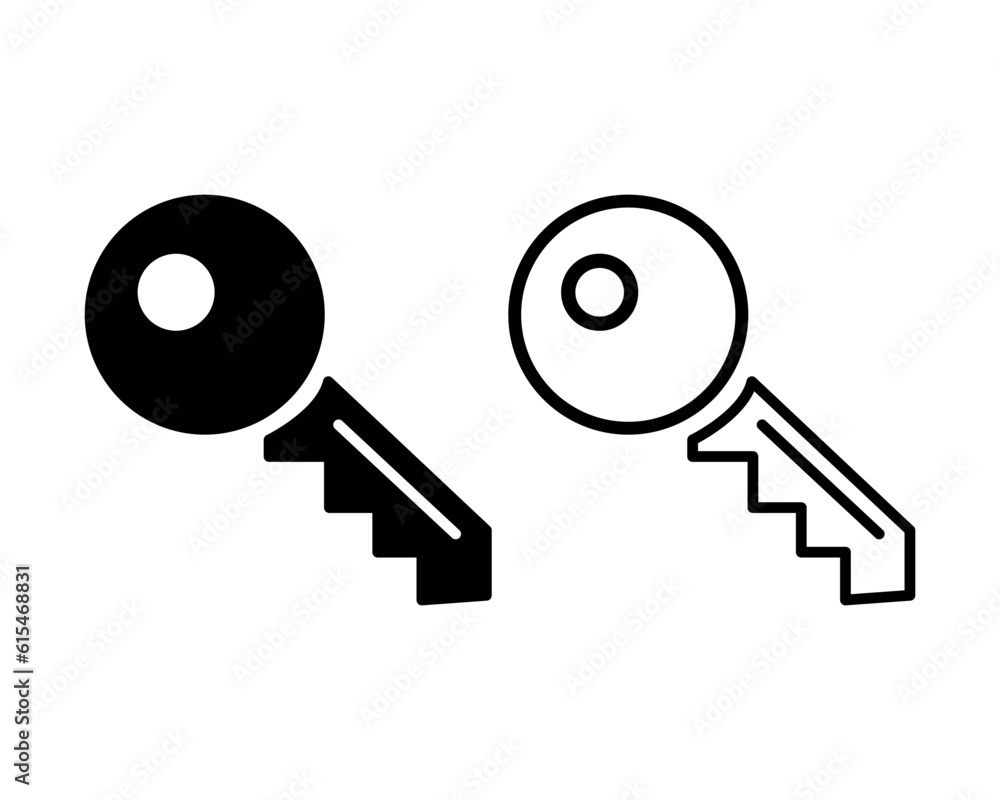 Key icon set. Unlocking mechanism, security device, entry access ...