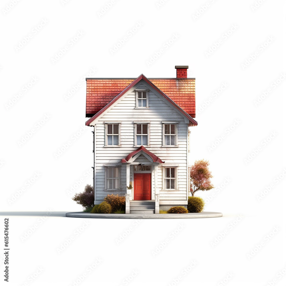 ภาพประกอบสต็อก Illustration of a small two-story house isolated on ...