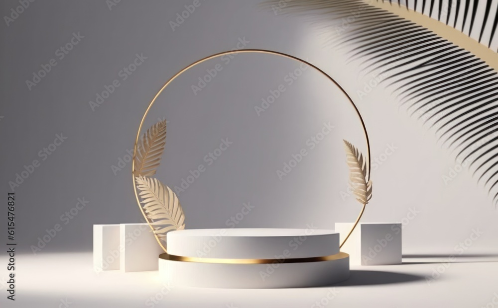 circle background, product backdrop, beige pedestal, product podium ...