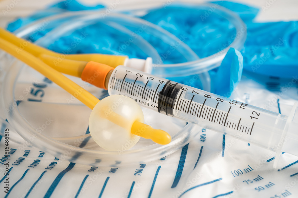 Foley urinary catheter with urine bag for disability or patient in ...