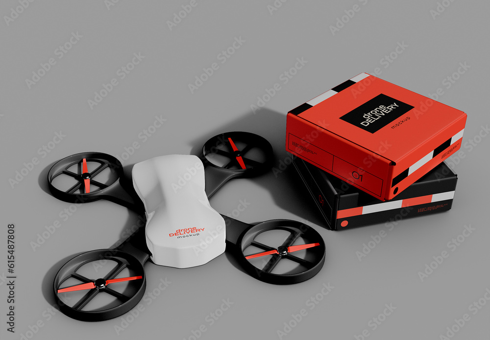 Delivery Drone Mockup Stock Template | Adobe Stock