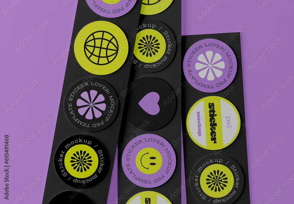 Round Roll Sticker Labels Mockup Stock Template | Adobe Stock