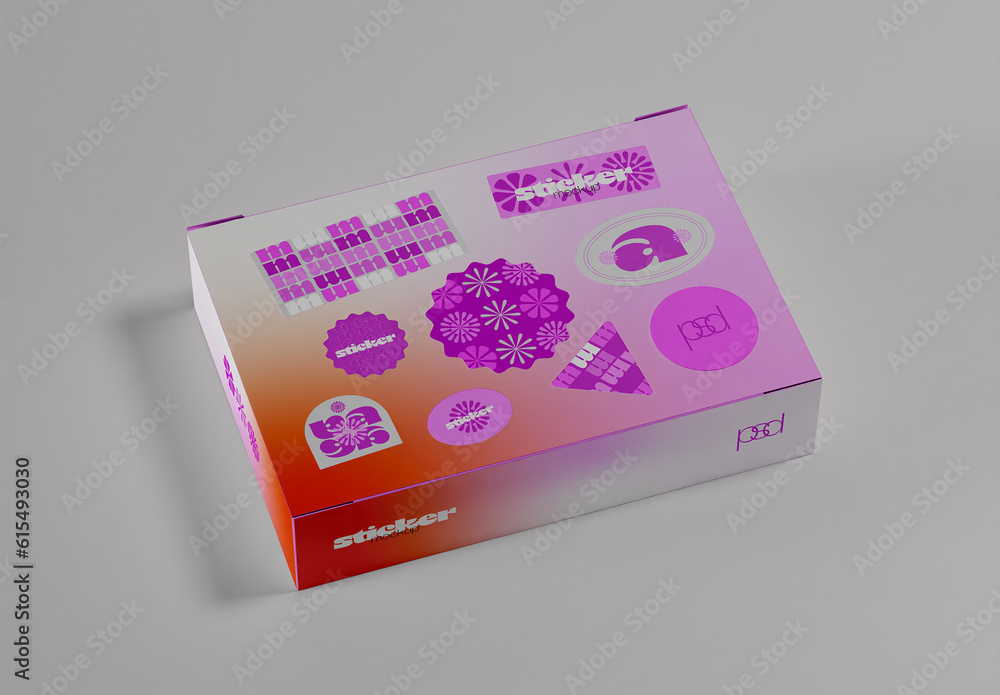 Stickers on Box Mockup Stock Template | Adobe Stock
