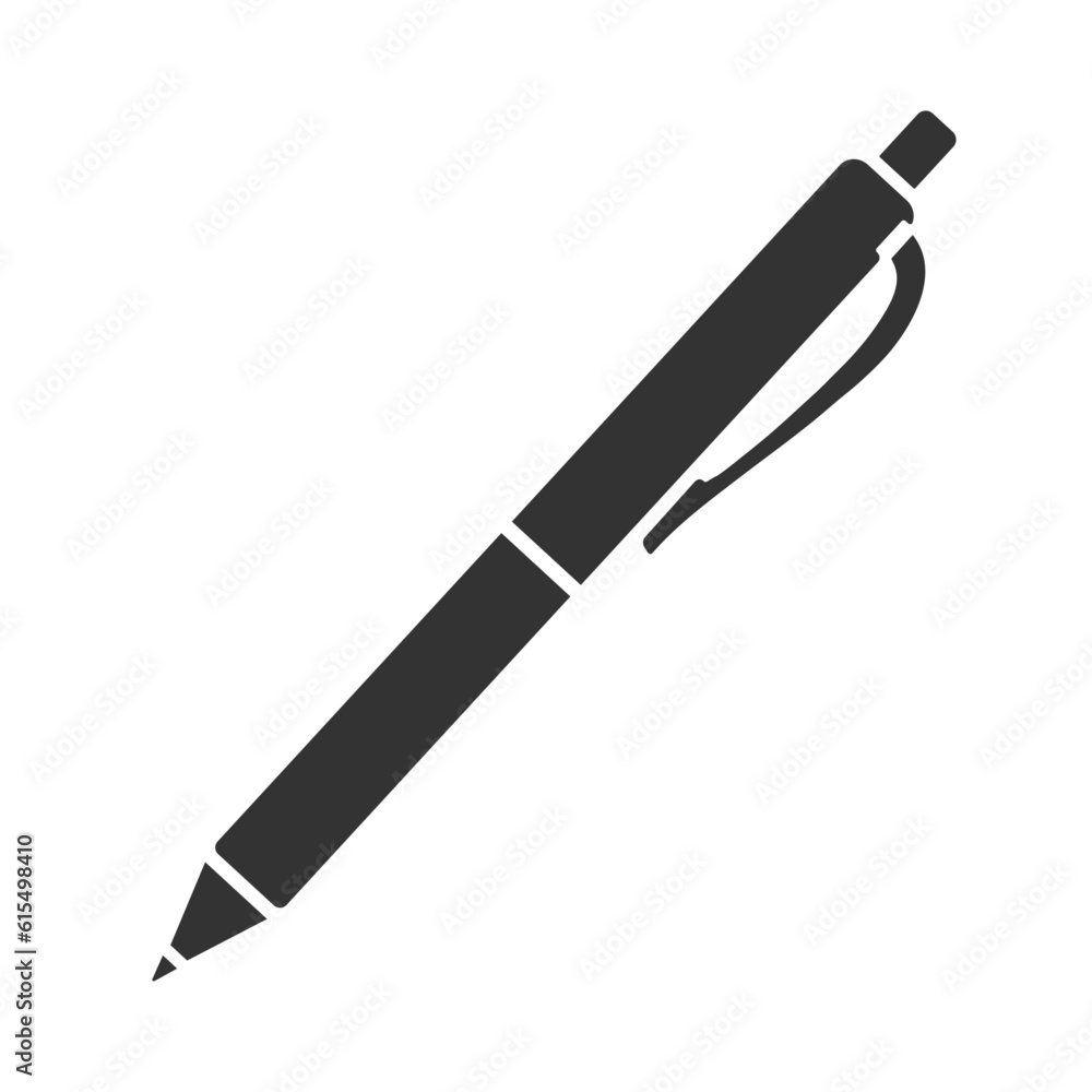 Classic Black pen icon, Mockup for work. Pen with 2d flat design for ...