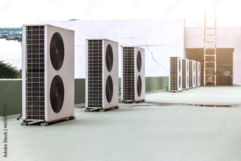 Air Conditioner Compressor Installed In Old Building Outdoor Split