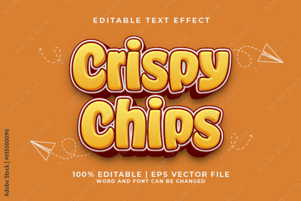 Crispy Chips 3d Editable Text Effect Cartoon Style Premium Vector Stock Vector | Adobe Stock