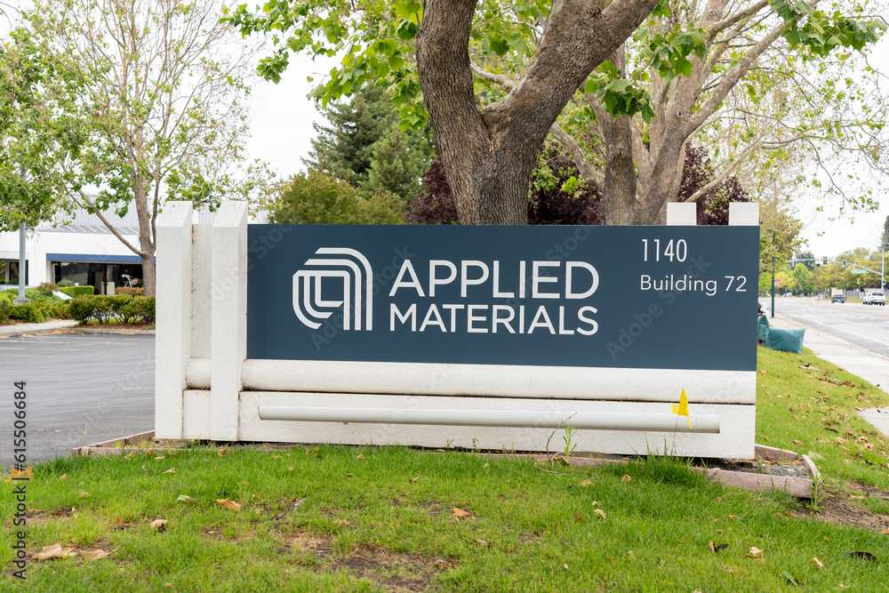 Applied Materials ground sign outside of their corporate campus in ...
