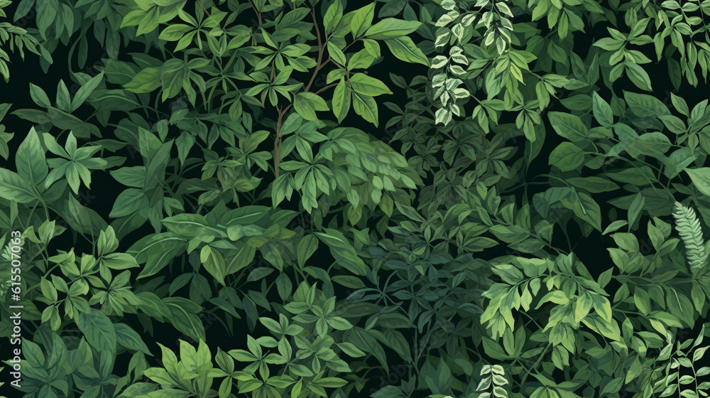 Seamless pattern background of a lush forest scene with a dense canopy ...