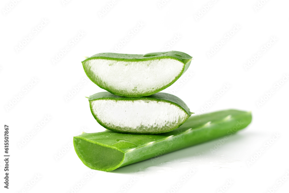 Fresh Aloe vera slice isolated on white background. Aloe vera leaf ...