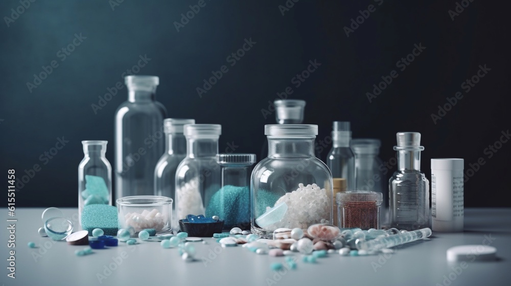 Various bottles for pharmaceutical and medical products and drug and ...