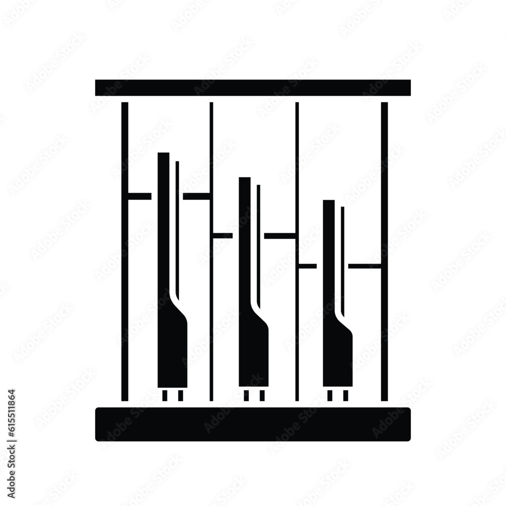 Angklung Indonesian traditional musical instrument vector icon black silhouette isolated on ...