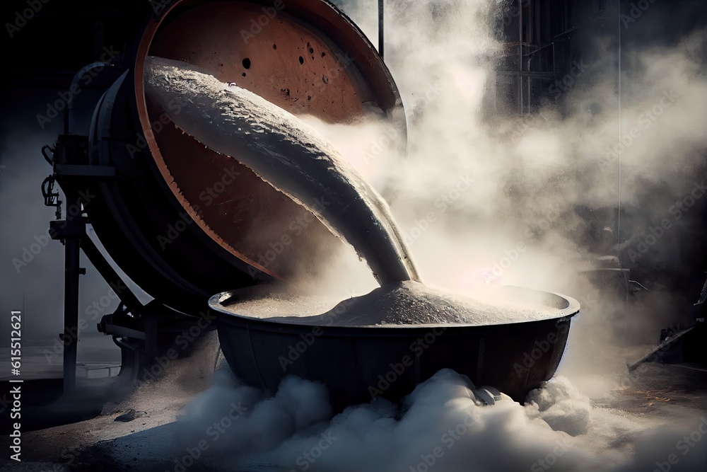 pulping process, with steam rising from the tank, created with ...