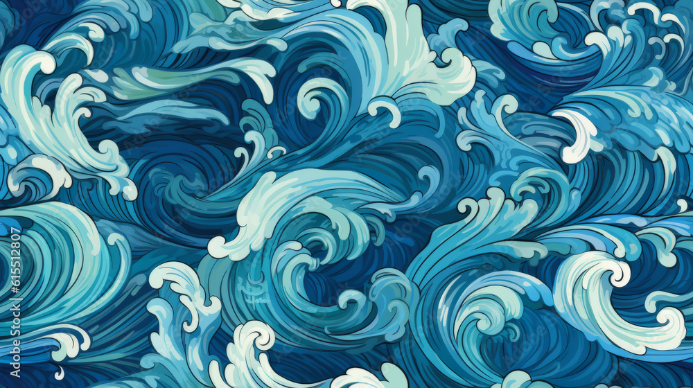 Seamless pattern background of beautiful blue ocean waves Stock ...