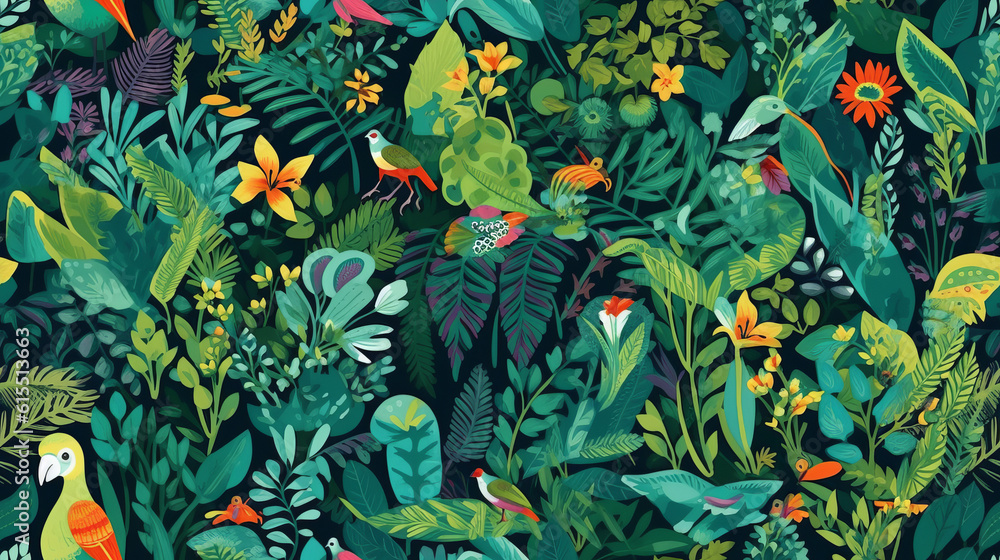 Seamless pattern background influenced by the organic forms and vibrant ...